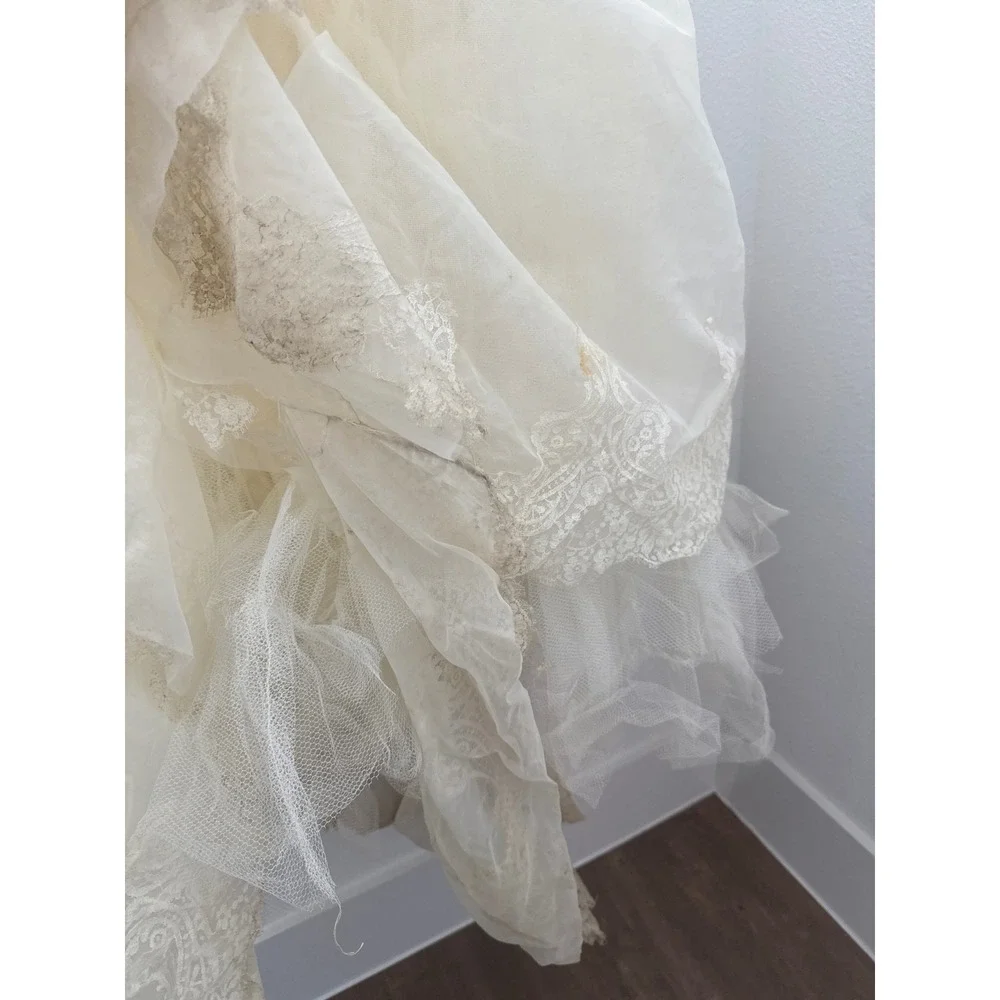 Dresses | Vintage 197s Lace Wedding Dress High Low Hem Cottagecore ...